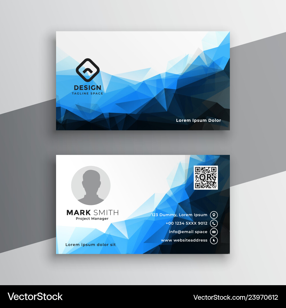 Abstract blue geometric business card design Vector Image