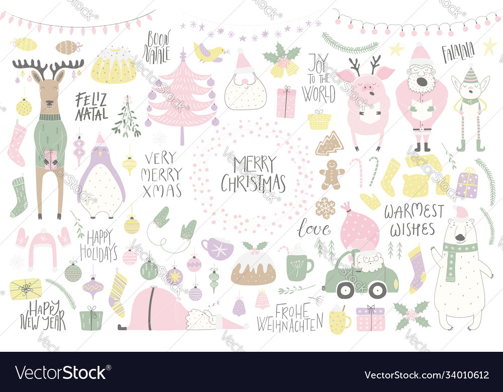 Big christmas set Royalty Free Vector Image - VectorStock