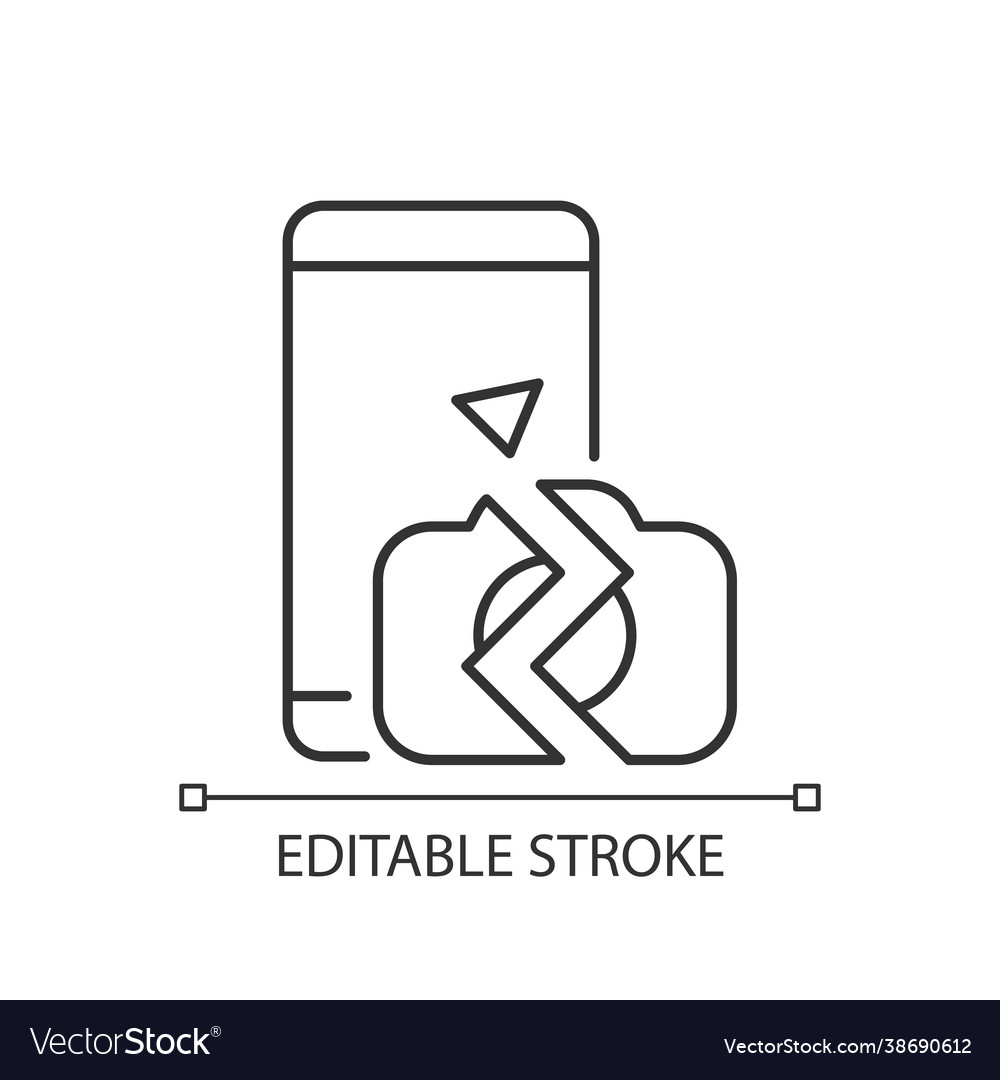 Camera not working linear icon Royalty Free Vector Image