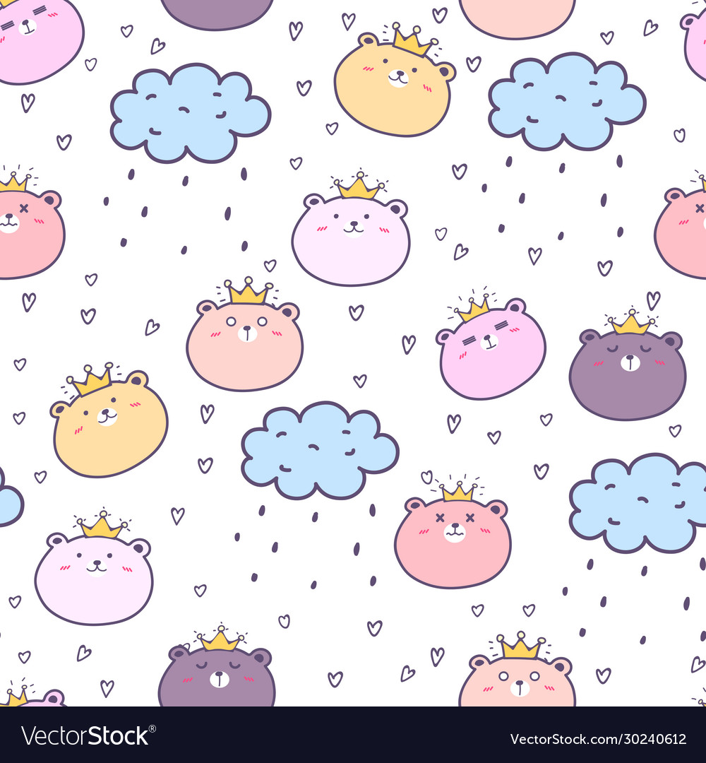 Cute bear seamless pattern background Royalty Free Vector