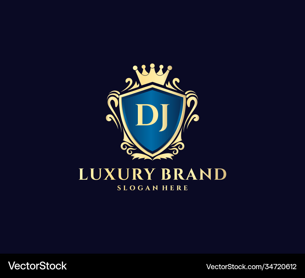 Dj initial letter gold calligraphic feminine Vector Image