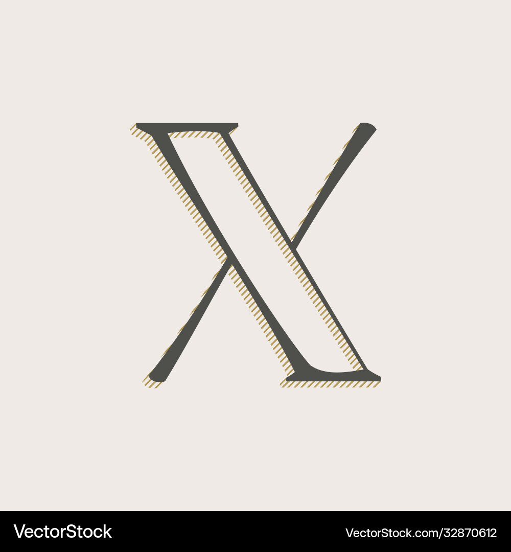 Elegant x letter serif font logo classic thin pen Vector Image