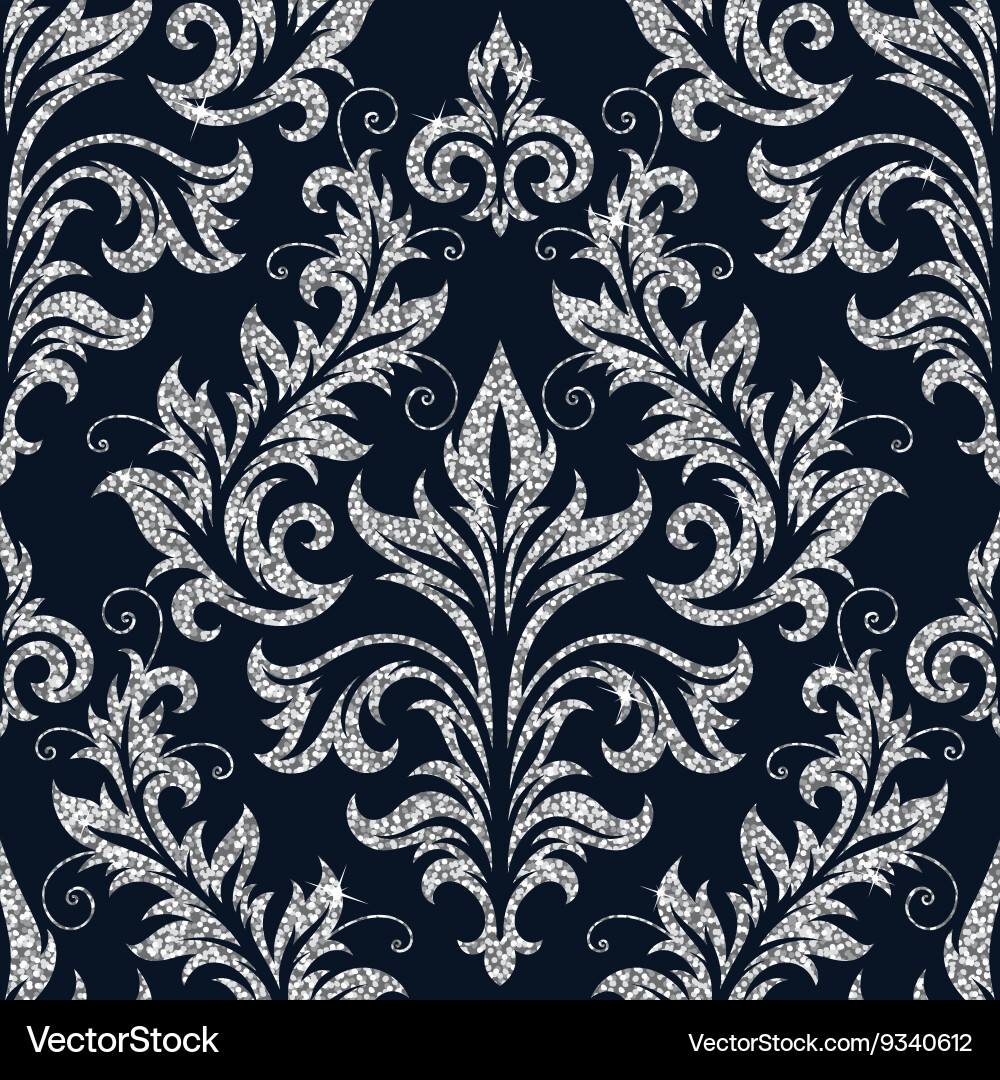 Floral silver wallpaper Royalty Free Vector Image