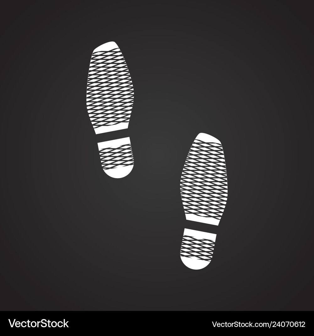Footprint icon on black background for graphic Vector Image