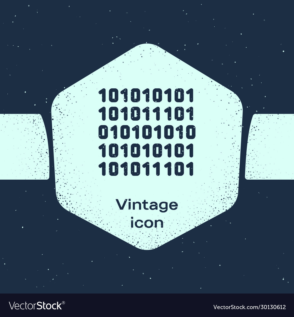 Grunge Line Binary Code Icon Isolated On Blue Vector Image
