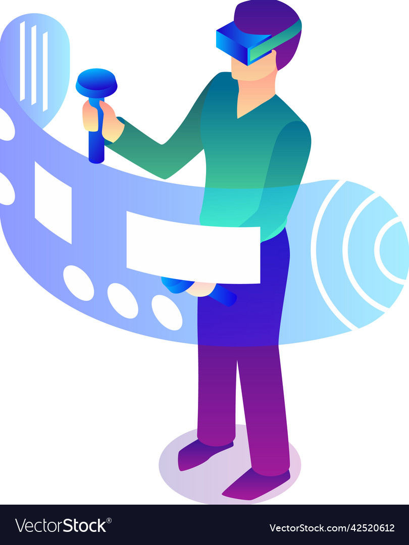Isometric vr work composition Royalty Free Vector Image