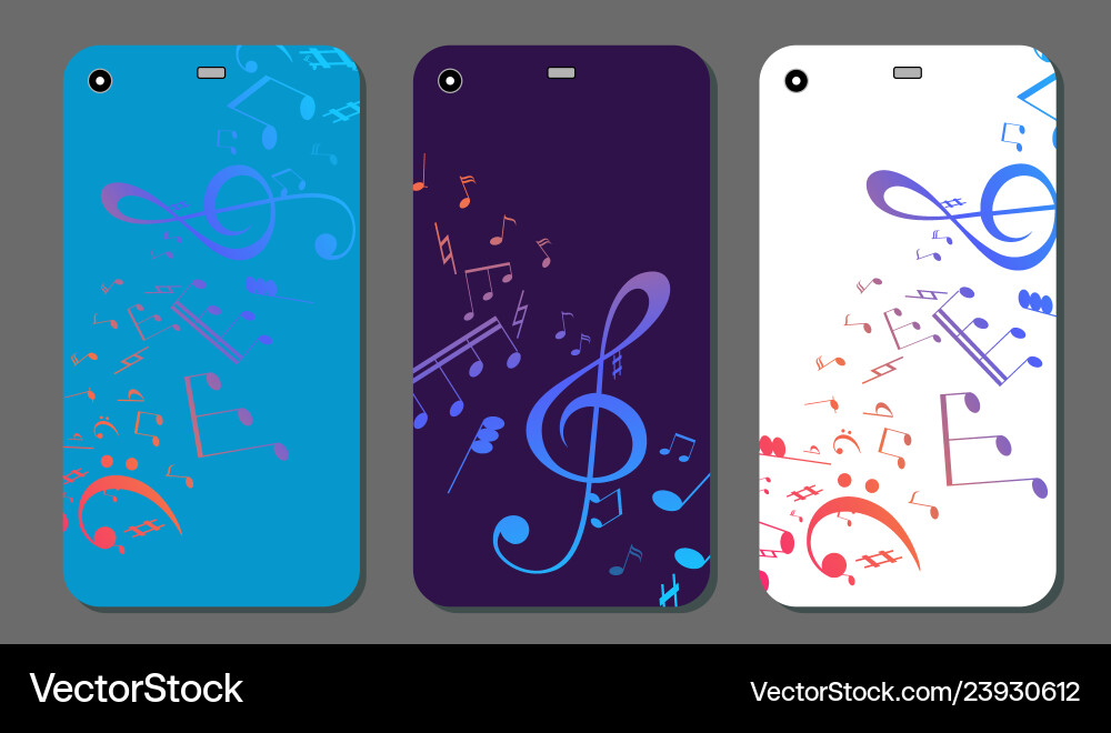 Modern smart phone on musical background phone Vector Image