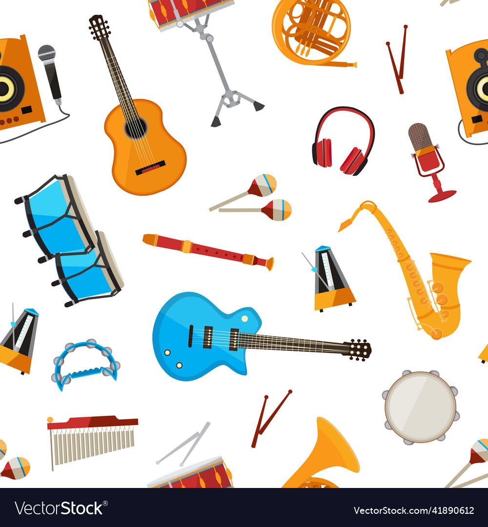 Musical instruments pattern Royalty Free Vector Image
