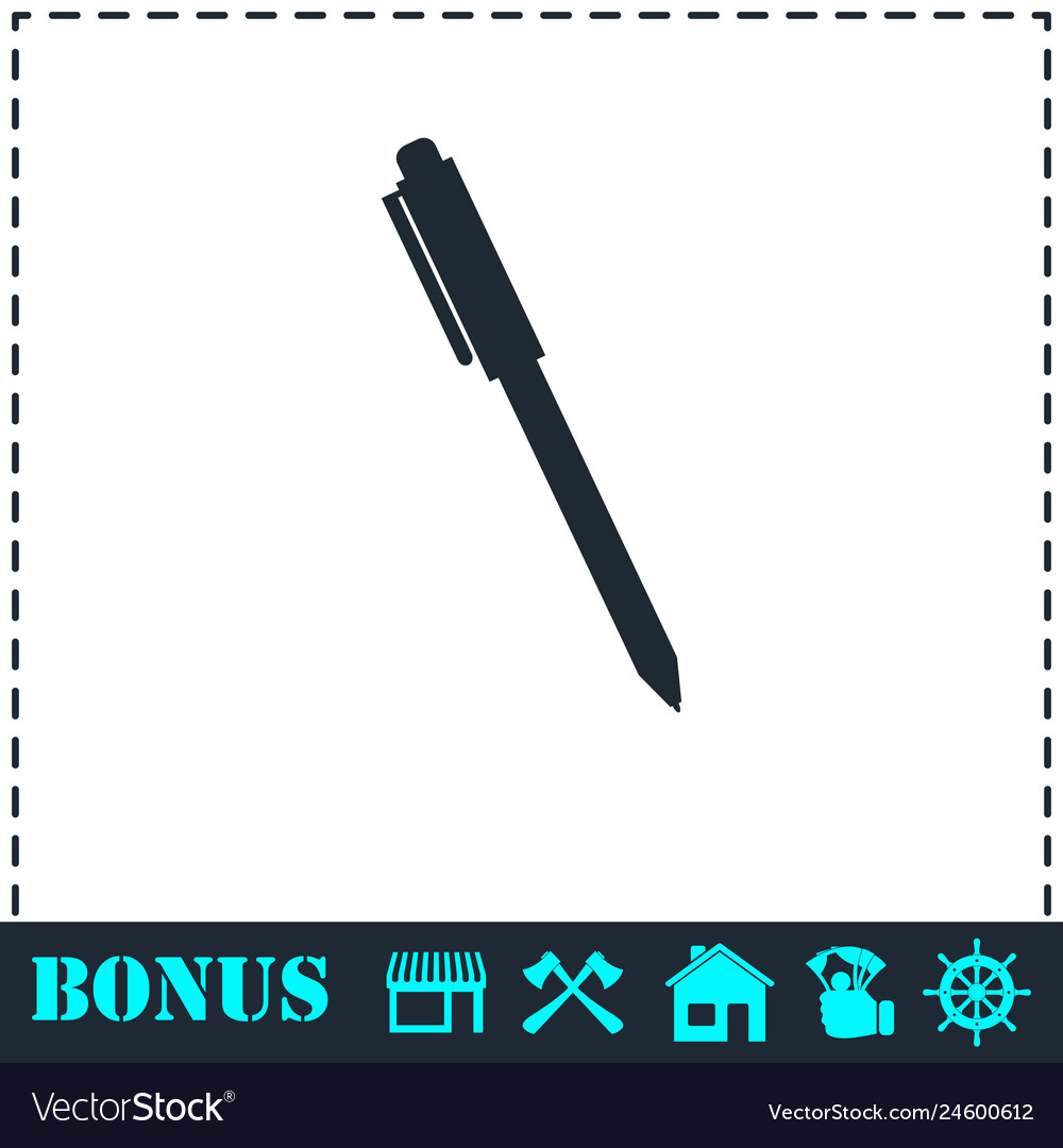 Pen icon flat Royalty Free Vector Image - VectorStock