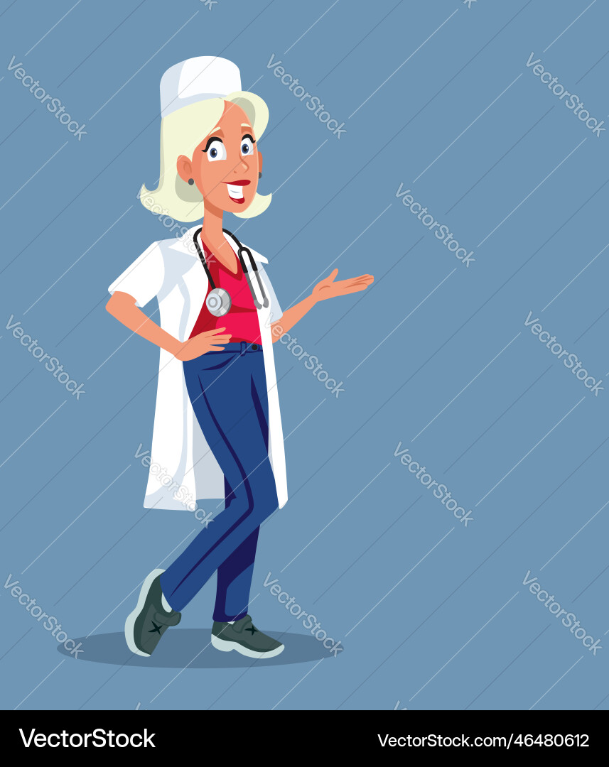 Smiling doctor explaining diagnosis cartoon Vector Image