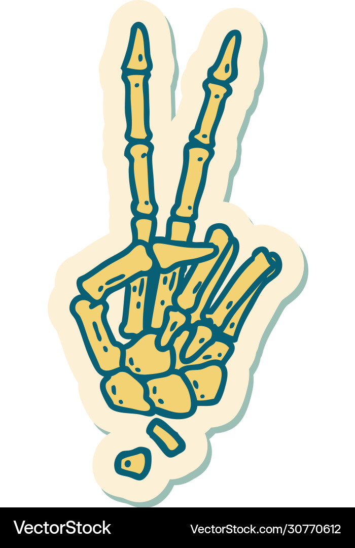 Tattoo style sticker a skeleton hand giving Vector Image