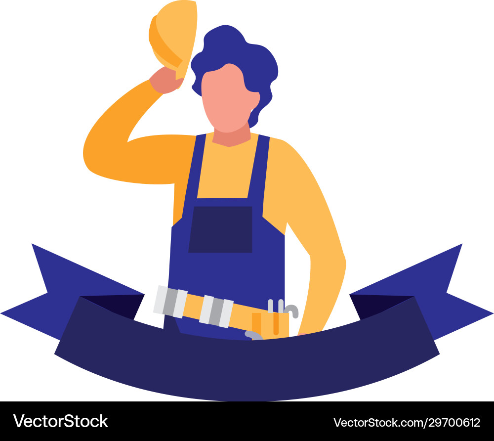 Technician man in uniform with equipment on white Vector Image