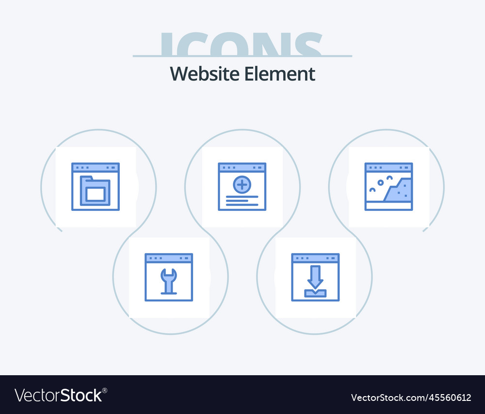 Website element blue icon pack 5 icon design Vector Image