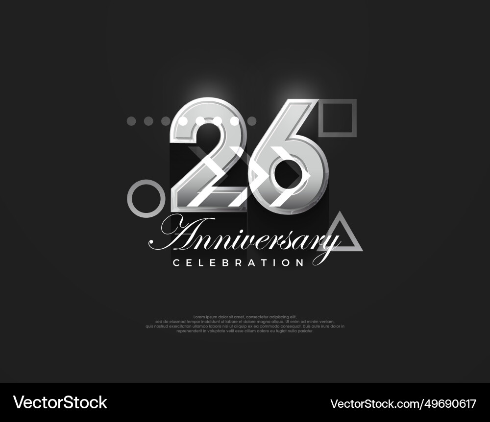 26th anniversary number modern elegant and simple Vector Image