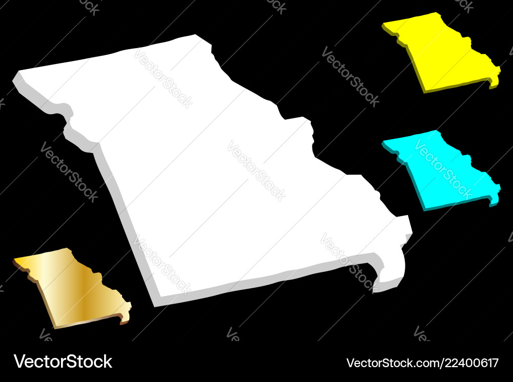 3d map of missouri Royalty Free Vector Image - VectorStock