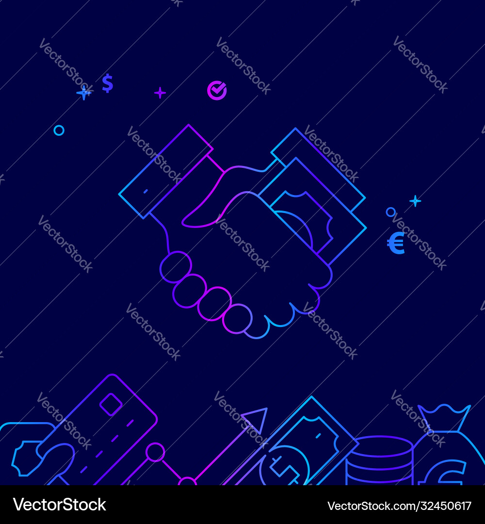 Bribe transfer money handshake line icon Vector Image
