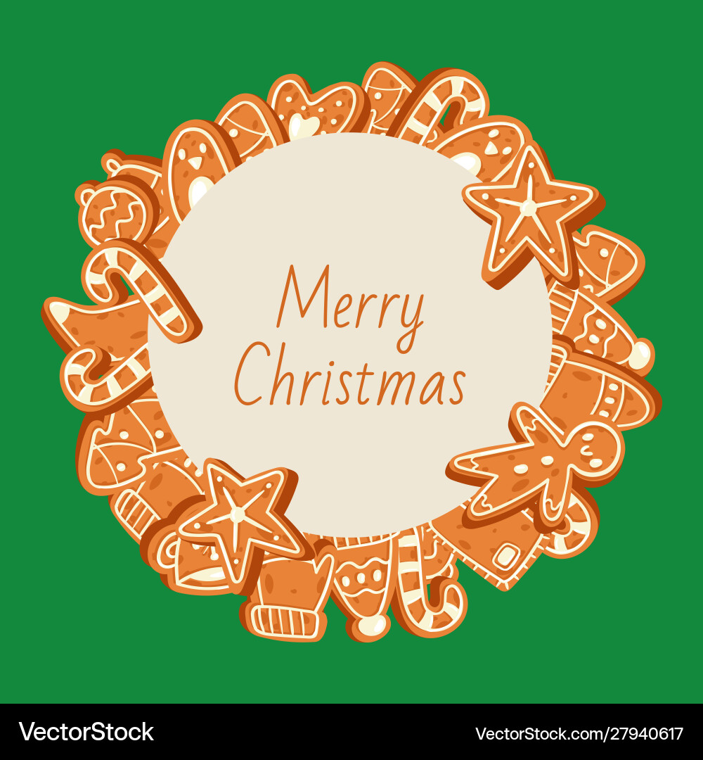 Christmas banner made gingerbread cookies Vector Image