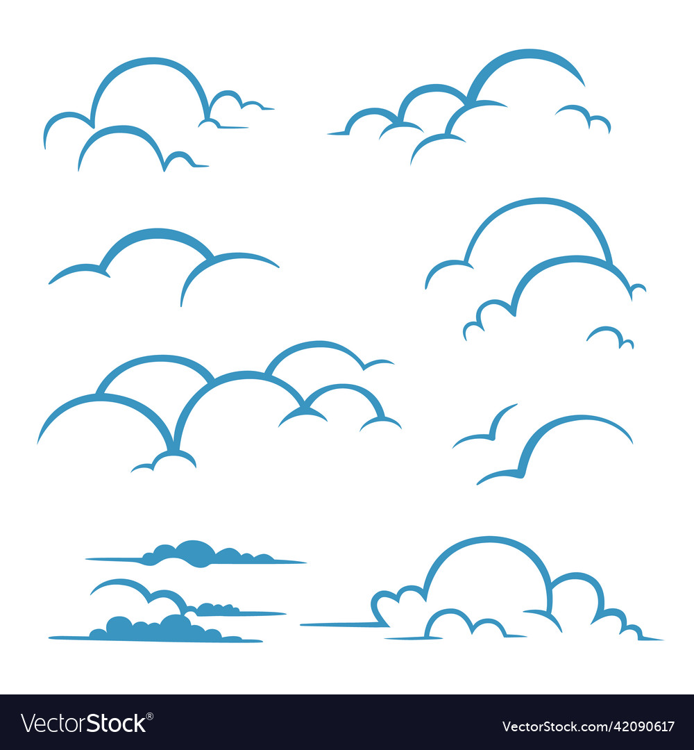 Clouds design elements stylized Royalty Free Vector Image