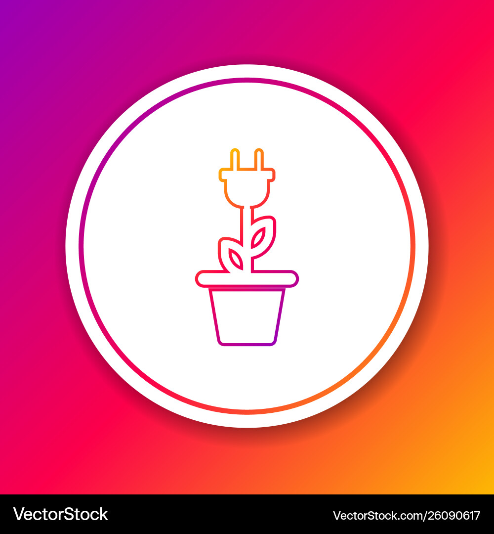 Color electric saving plug in pot line icon Vector Image