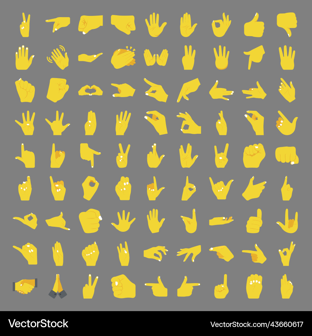 Different human hand positions color icons set Vector Image