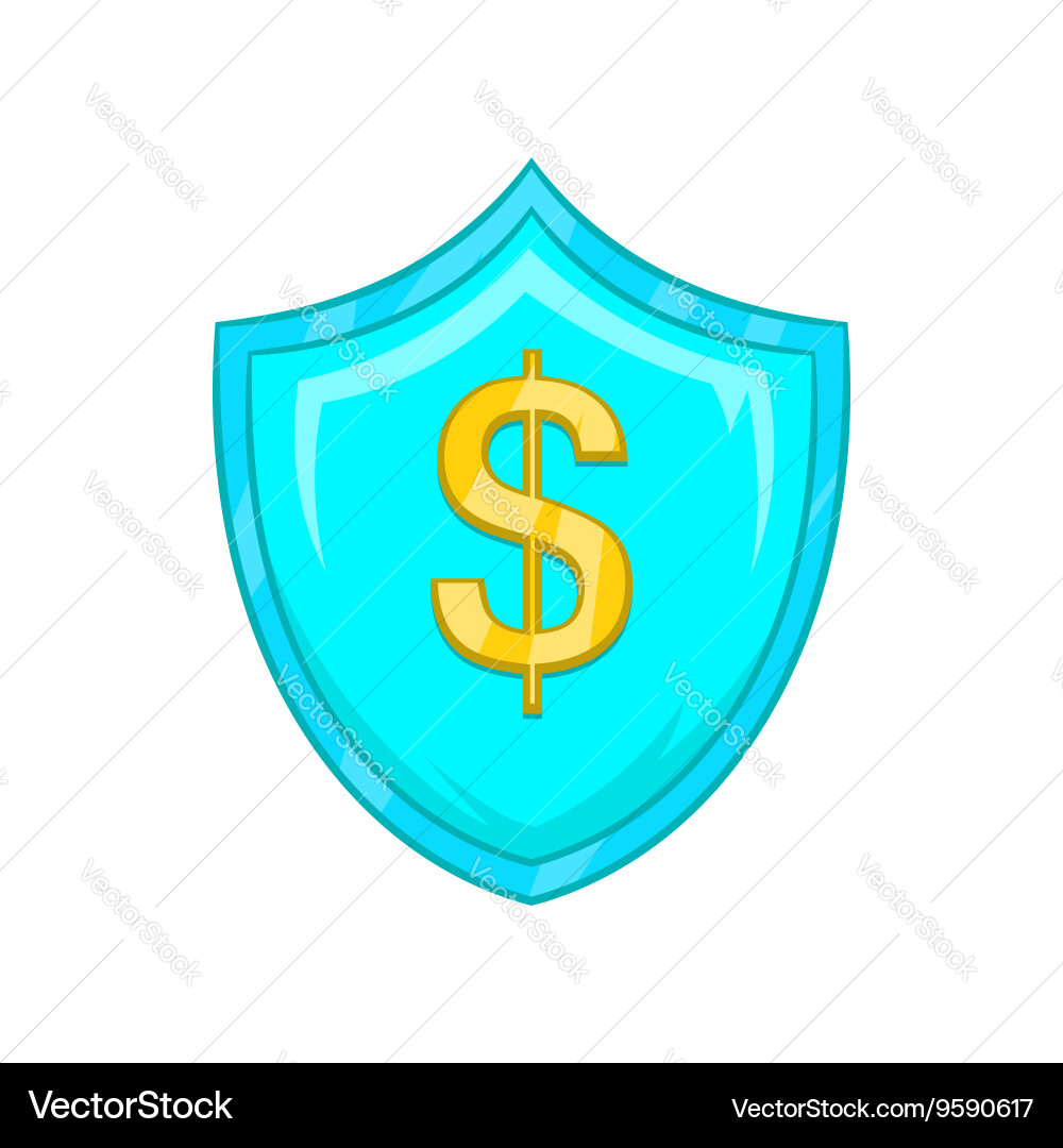 Dollar sign on a sky blue shield with tick icon Vector Image