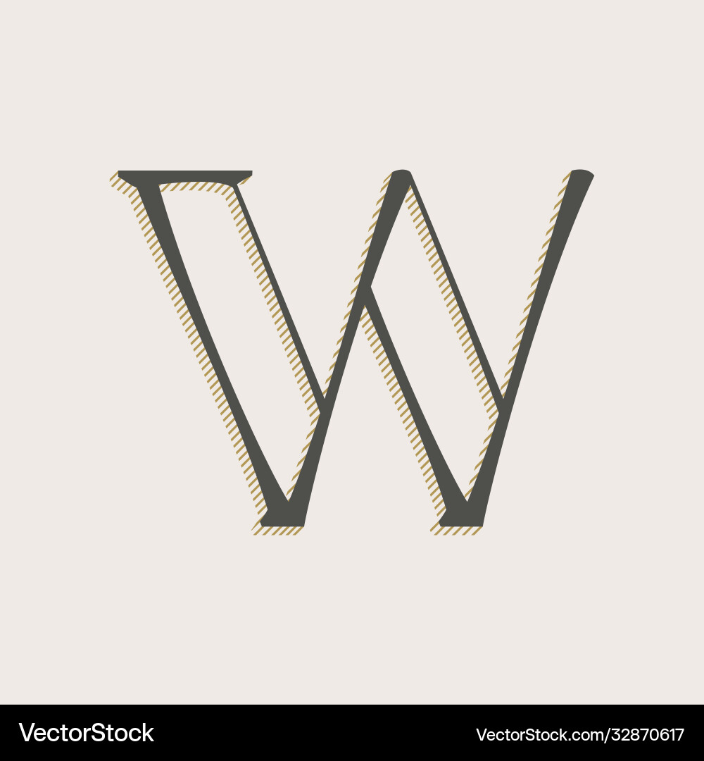Elegant w letter serif font logo classic thin pen Vector Image
