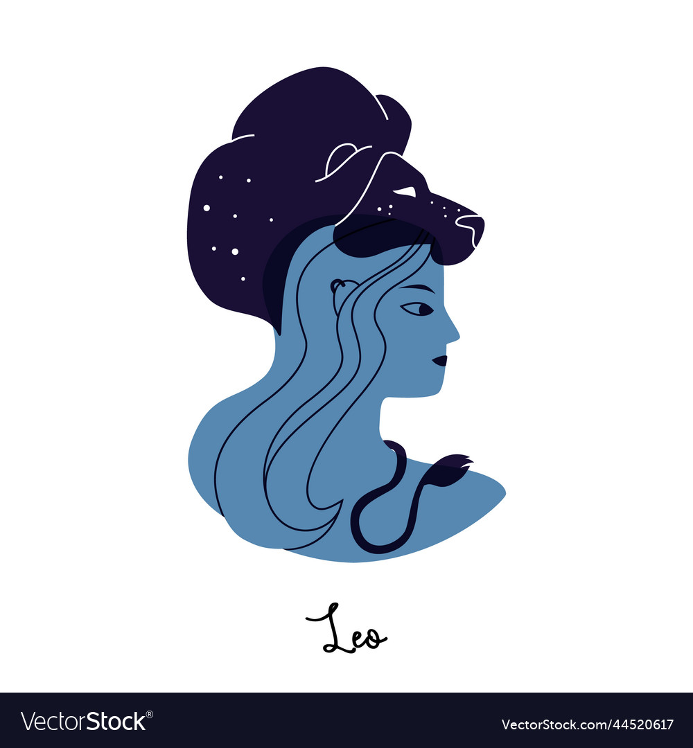 Leo Zodiac Sign Female Blue Silhouette Royalty Free Vector