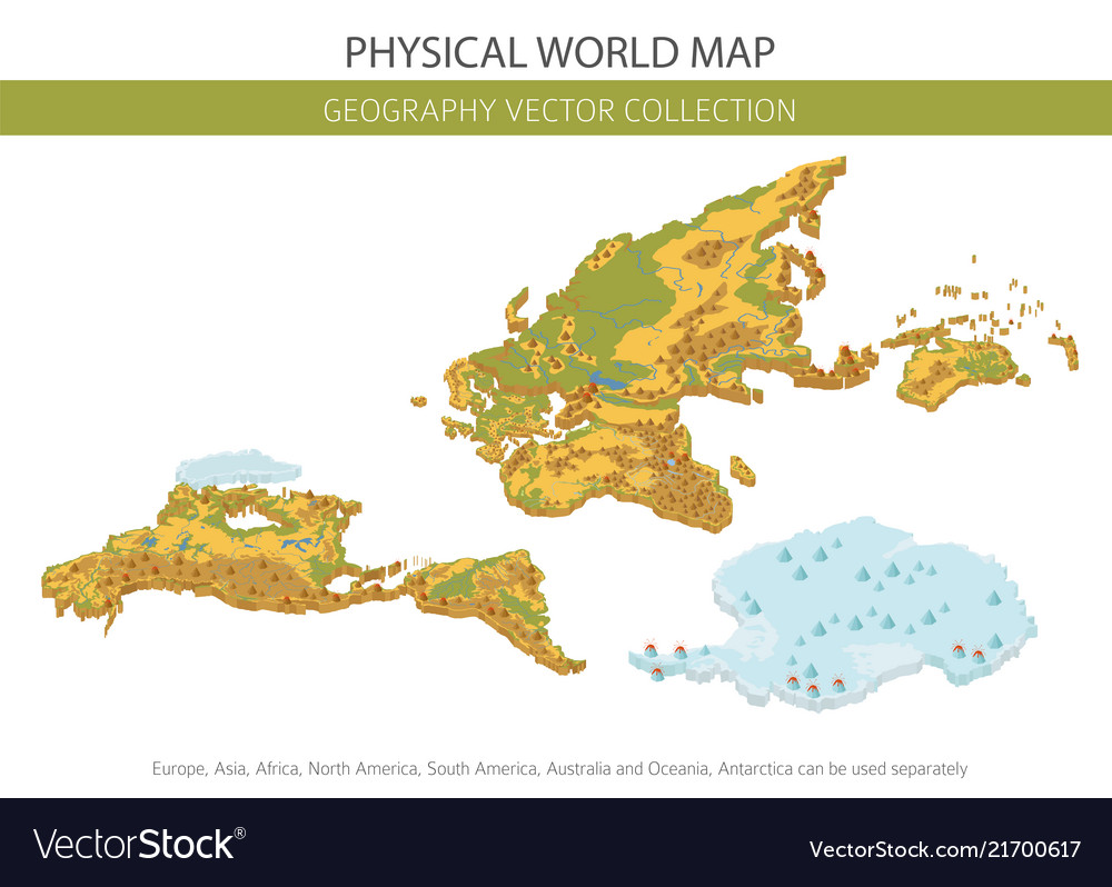 Physical world map elements build your own Vector Image