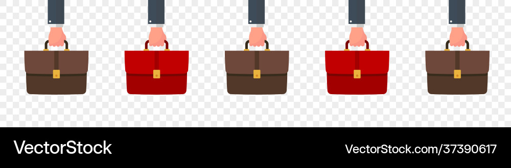 Suitcase in hand briefcase icons collection Vector Image