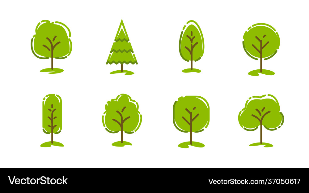 Tree icons set ecology concept nature symbol Vector Image