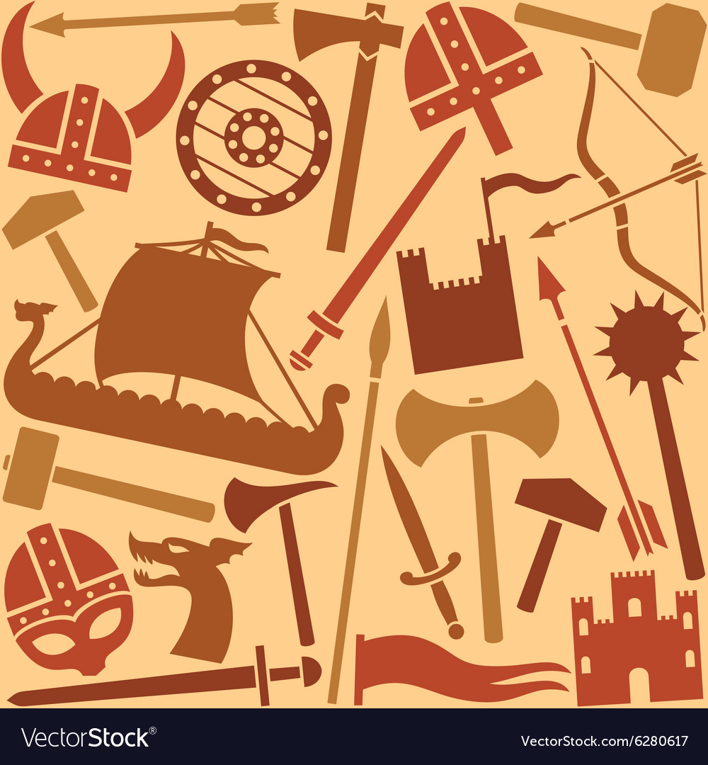 Viking seamless pattern set Royalty Free Vector Image