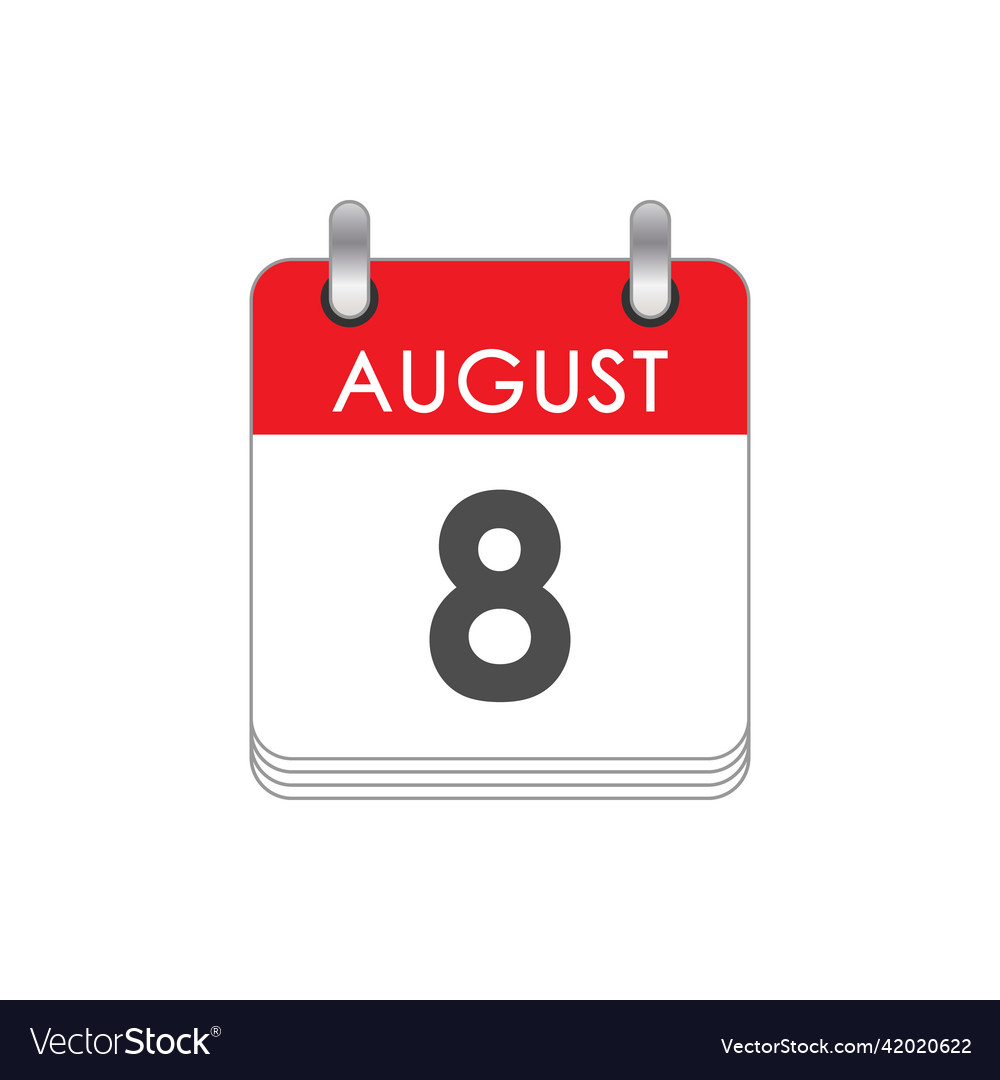 August 8 a leaf of the flip calendar Royalty Free Vector