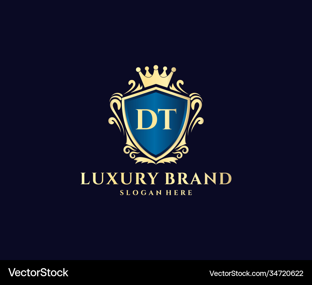 Dt initial letter gold calligraphic feminine Vector Image