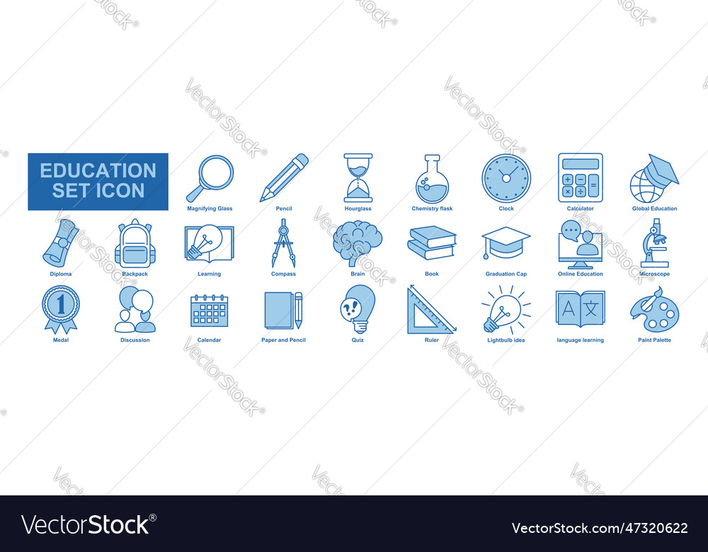 E-learning education elements flat set icon Vector Image