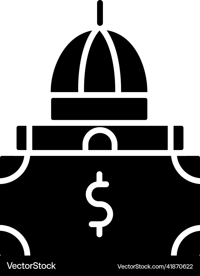Federal financial support black glyph icon Vector Image