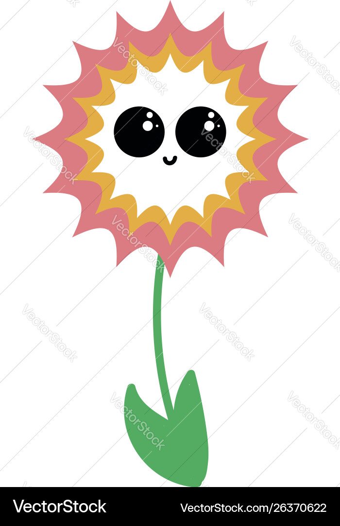 Flower with cute eyes on white background Vector Image