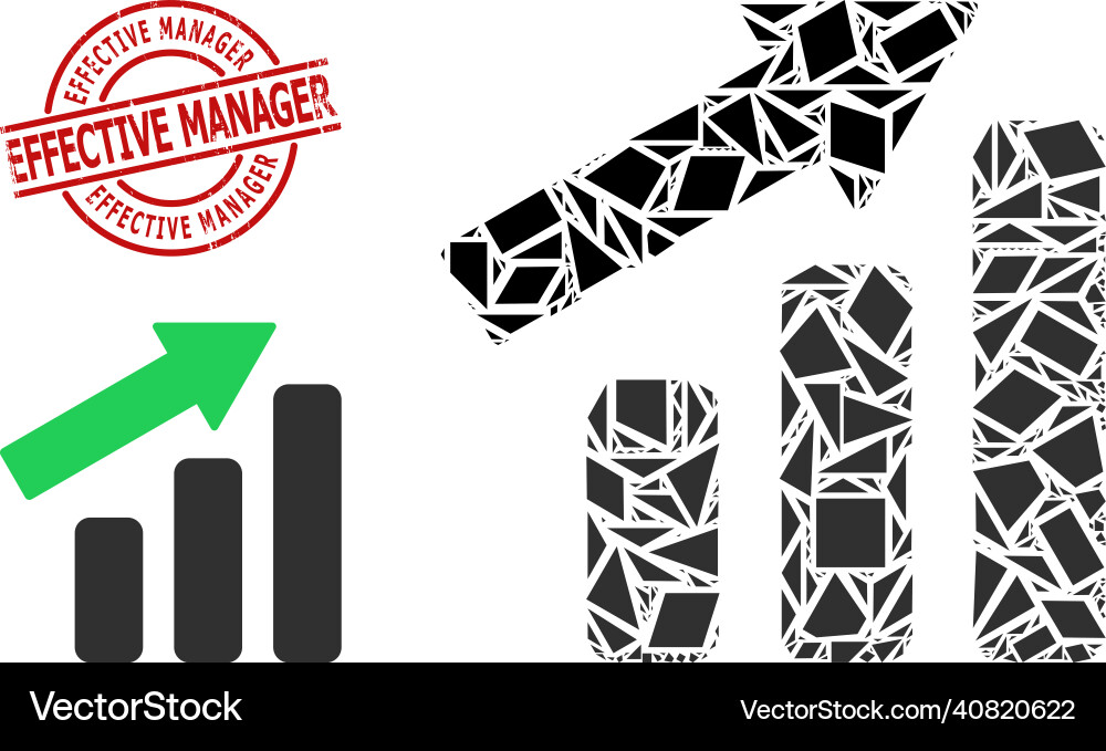 Geometric up trend bar chart icon mosaic Vector Image