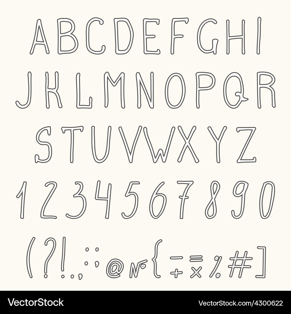 Hand drawn grunge font letters Royalty Free Vector Image