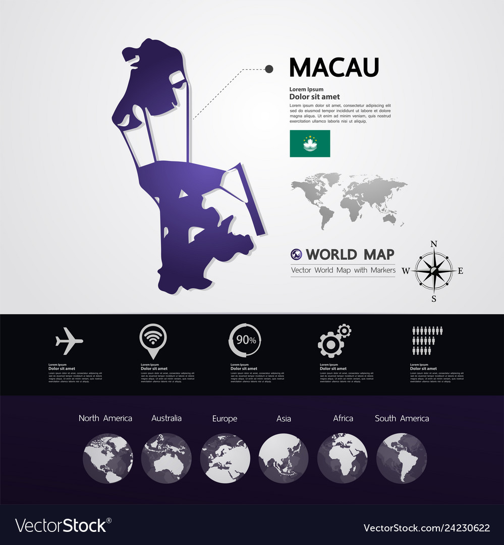 Macau map Royalty Free Vector Image - VectorStock