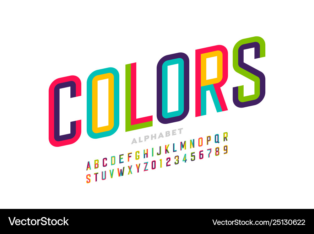Modern style colorful font design alphabet Vector Image
