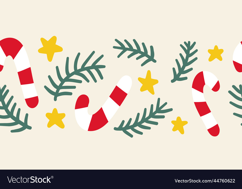 Seamless christmas border hand drawn Royalty Free Vector