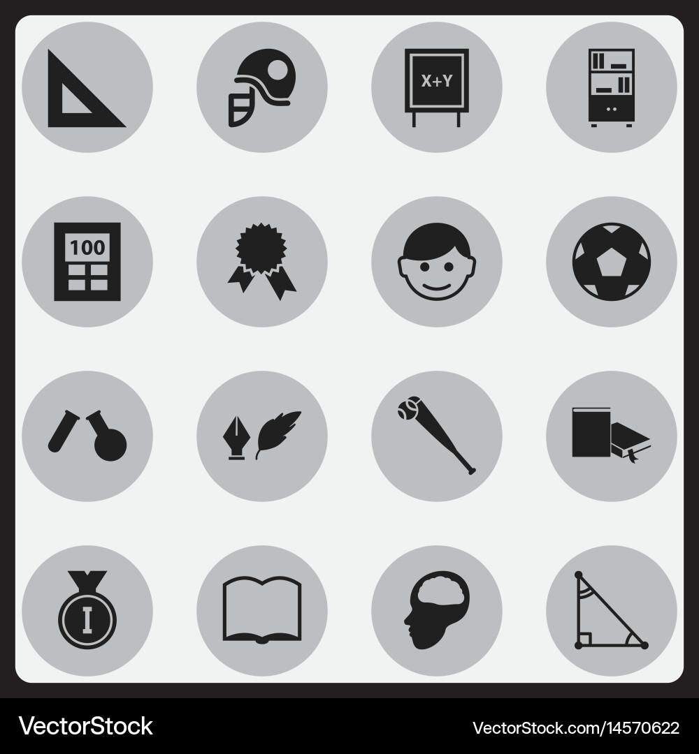 Set of 16 editable university icons includes Vector Image