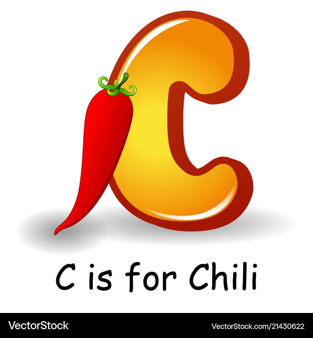 Vegetables alphabet c is for chili Royalty Free Vector Image