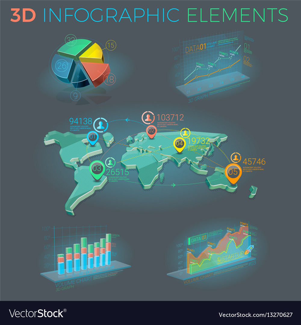 3d infographic elements Royalty Free Vector Image