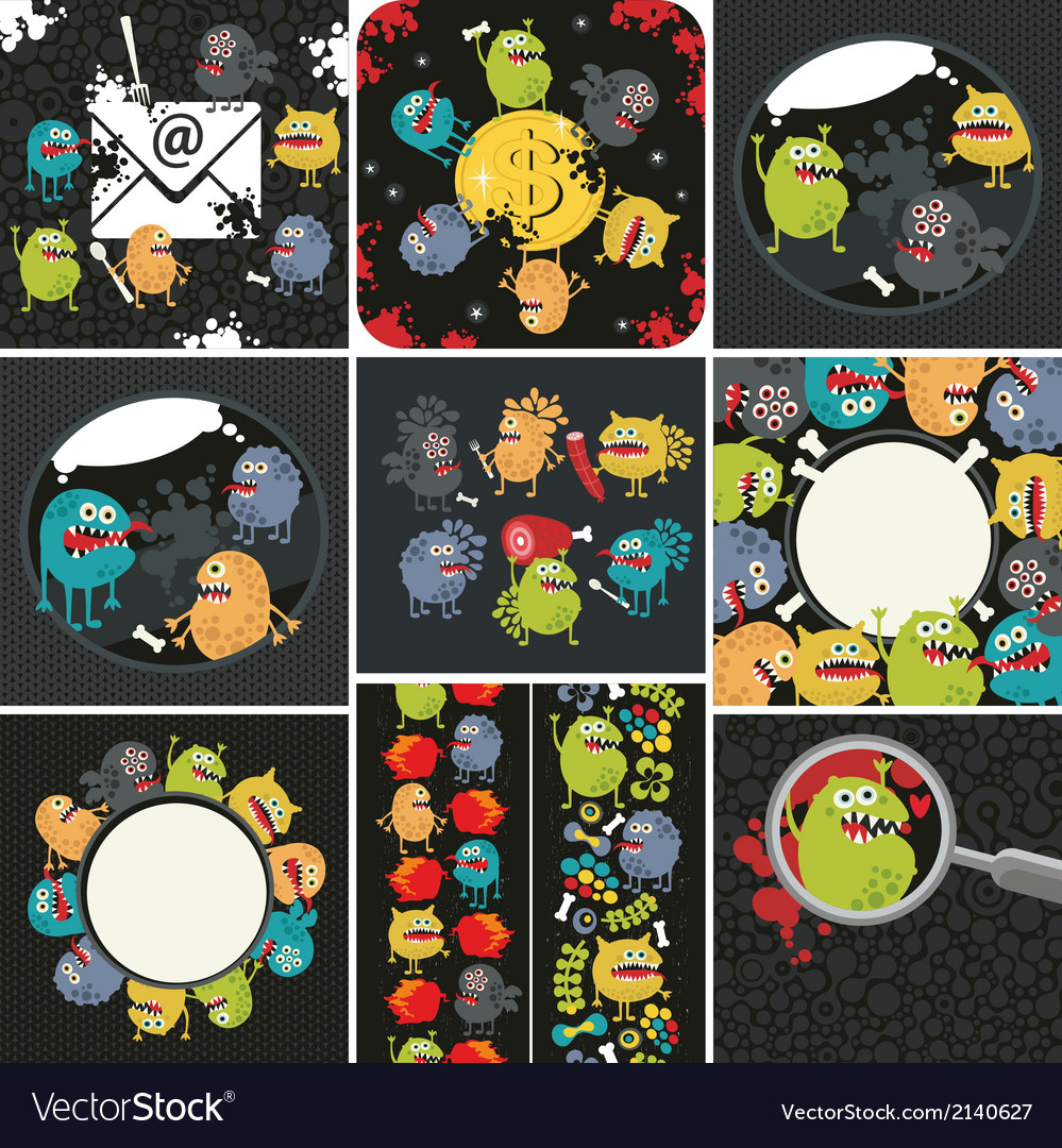 Big set of with cute monsters Royalty Free Vector Image