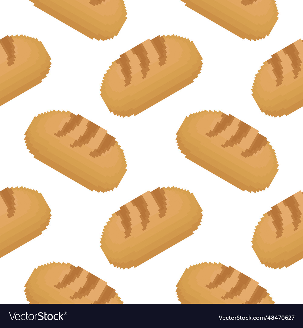 Bread seamless pattern with pixel theme2 Vector Image