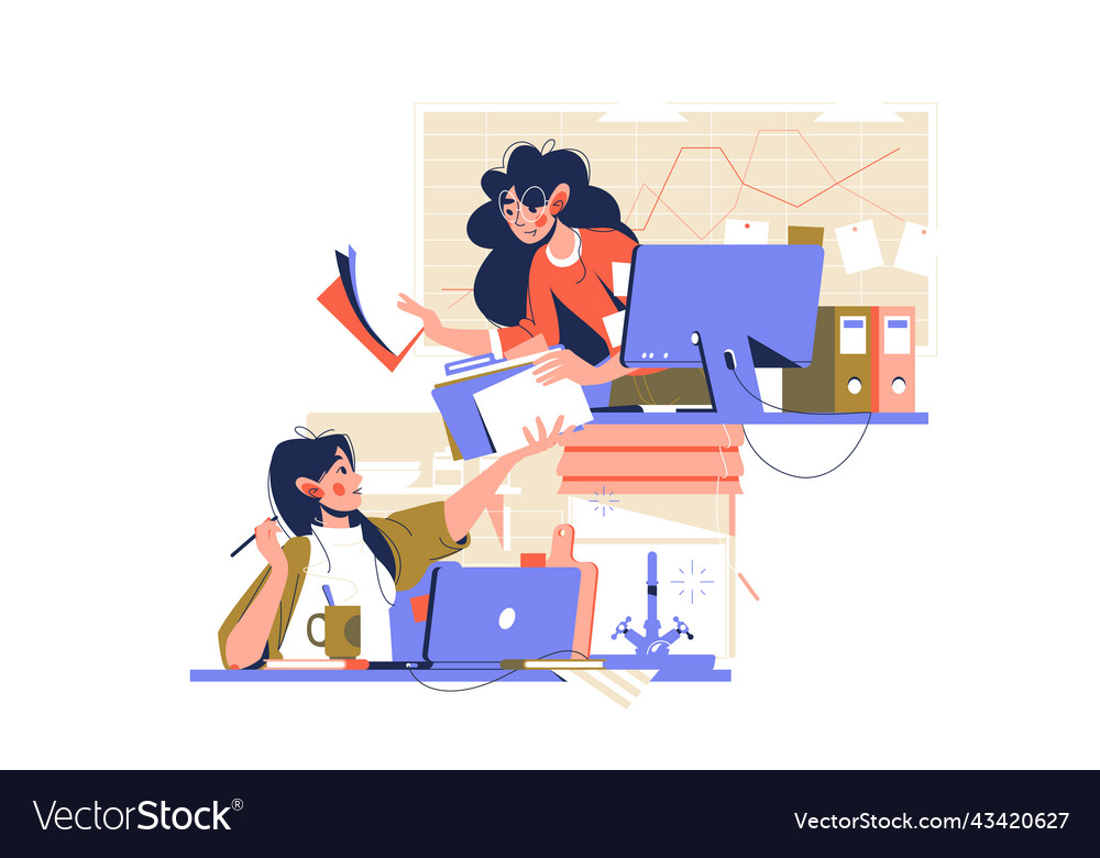 Difference between working from home and office Vector Image Difference between working from home and office Vector Image