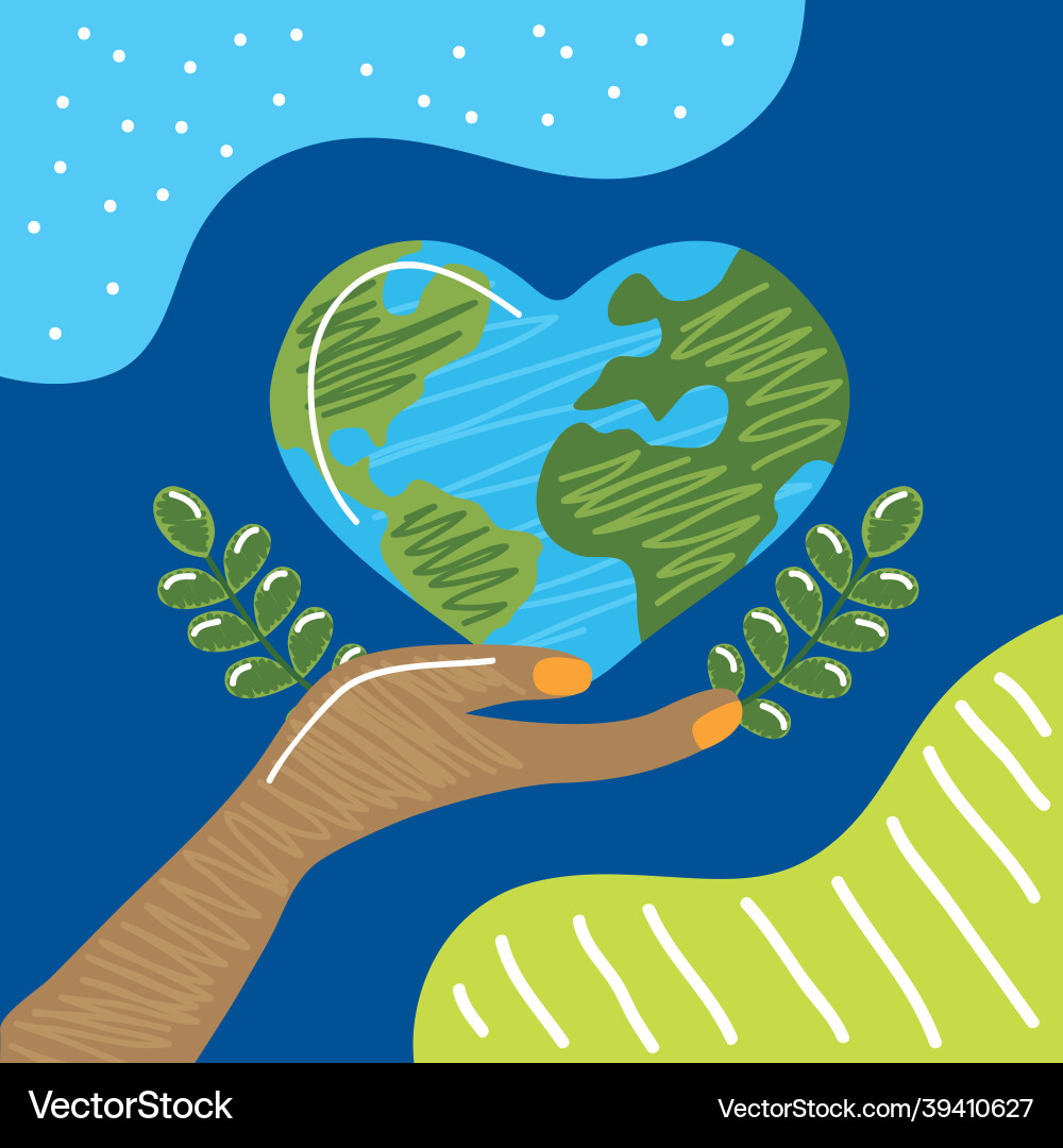 Earth world in heart shape Royalty Free Vector Image