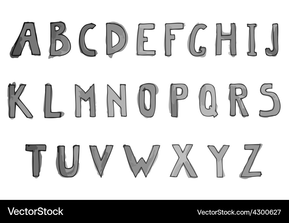Hand drawn watercolor alphabet letters Royalty Free Vector
