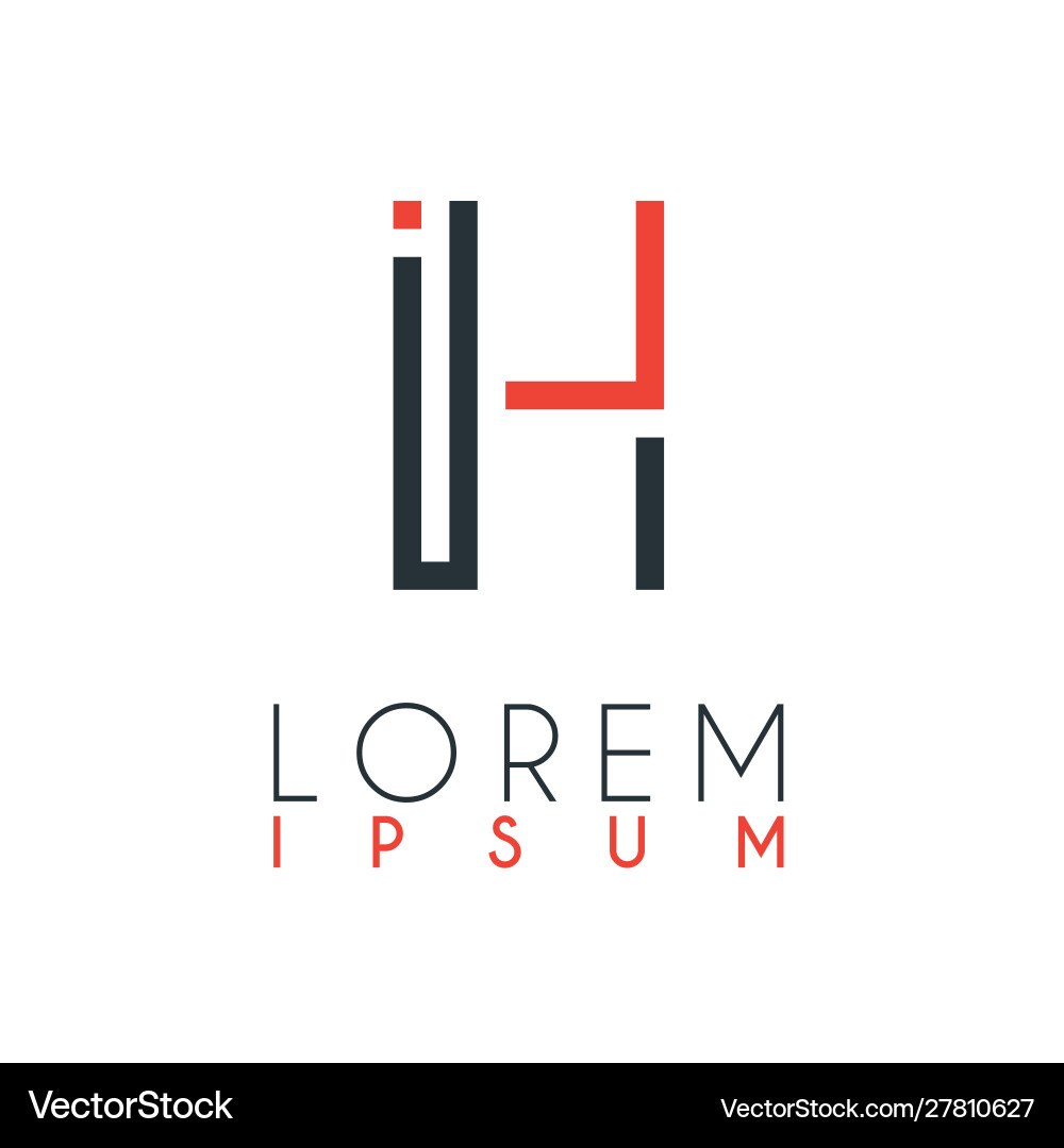 Logo between letter i and h or ih Royalty Free Vector Image